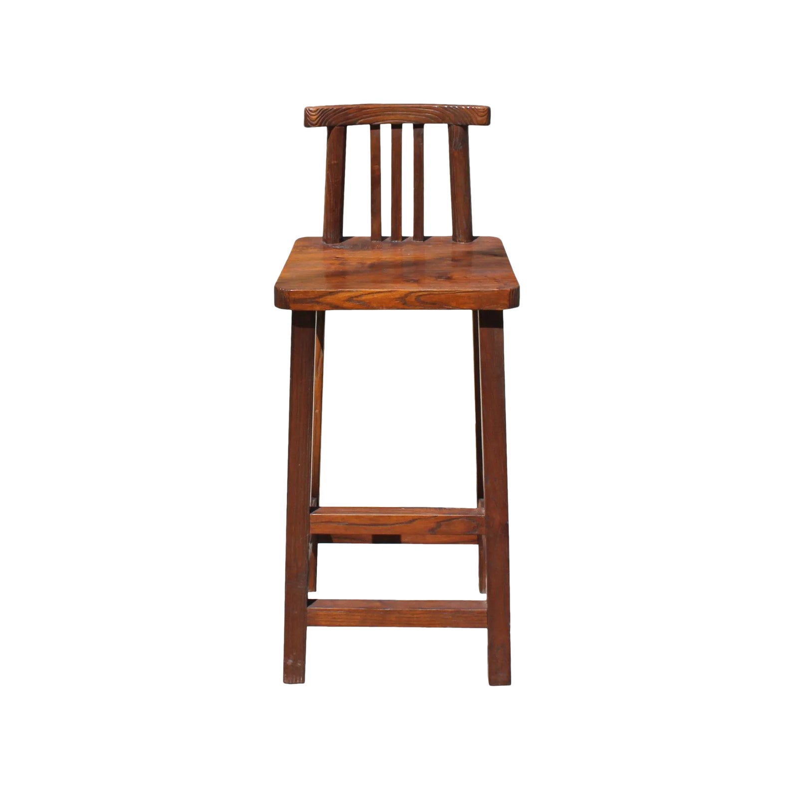Rough Wood Brown Zen Oriental Bar Stool W Back | Chairish