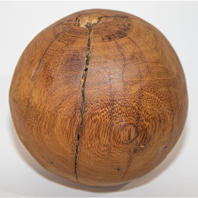 Organic Modern Decorative Teak Wood Ball Sculpture | Chairish