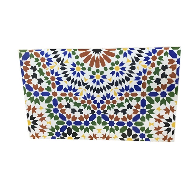 Turkish Multicolored Geometric Pattern Ceramic Tile 16" H | Chairish