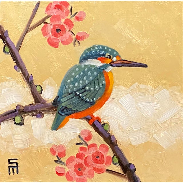 "Kingfisher Plum Blossoms" Contemporary Original Oil Painting on Linen ...