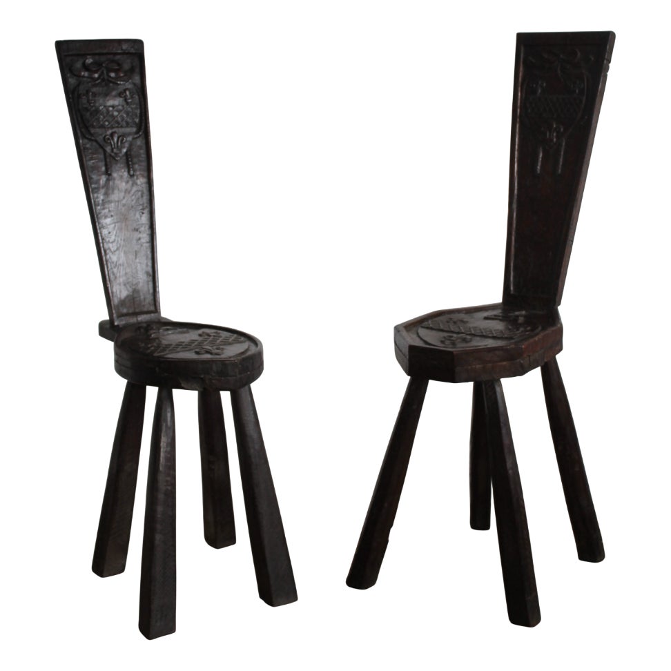 Spinning Stools in Oak, Set of 2 | Chairish