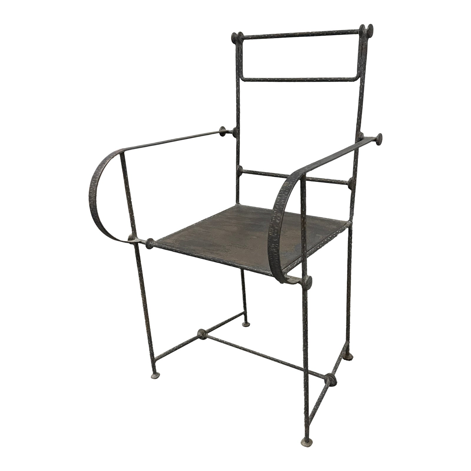 Early Modernist Forged Iron Arm Chair | Chairish