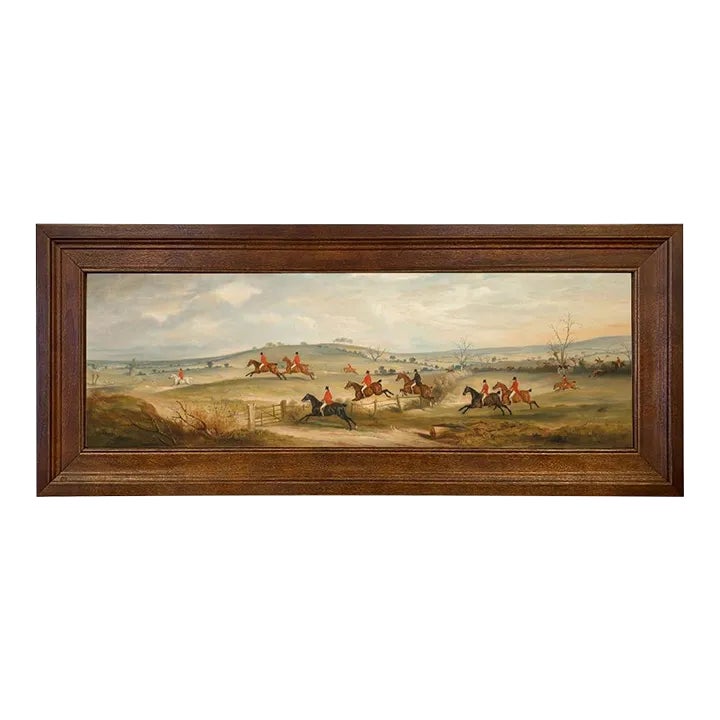 Quorn Hunt in Full Cry Fox Hunt Scene Print on Canvas in Wood Frame ...