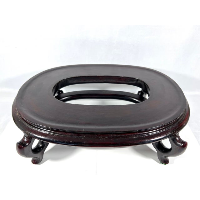 Large Mid Century Dark Brown Chinese Oval Display Stand Pedestal for ...