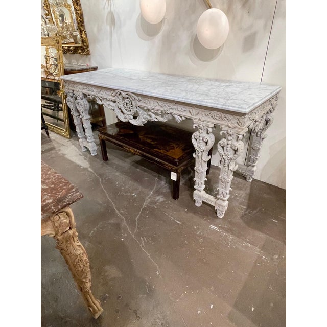 19th Century English Neoclassical Carved & White Washed Mahogany ...