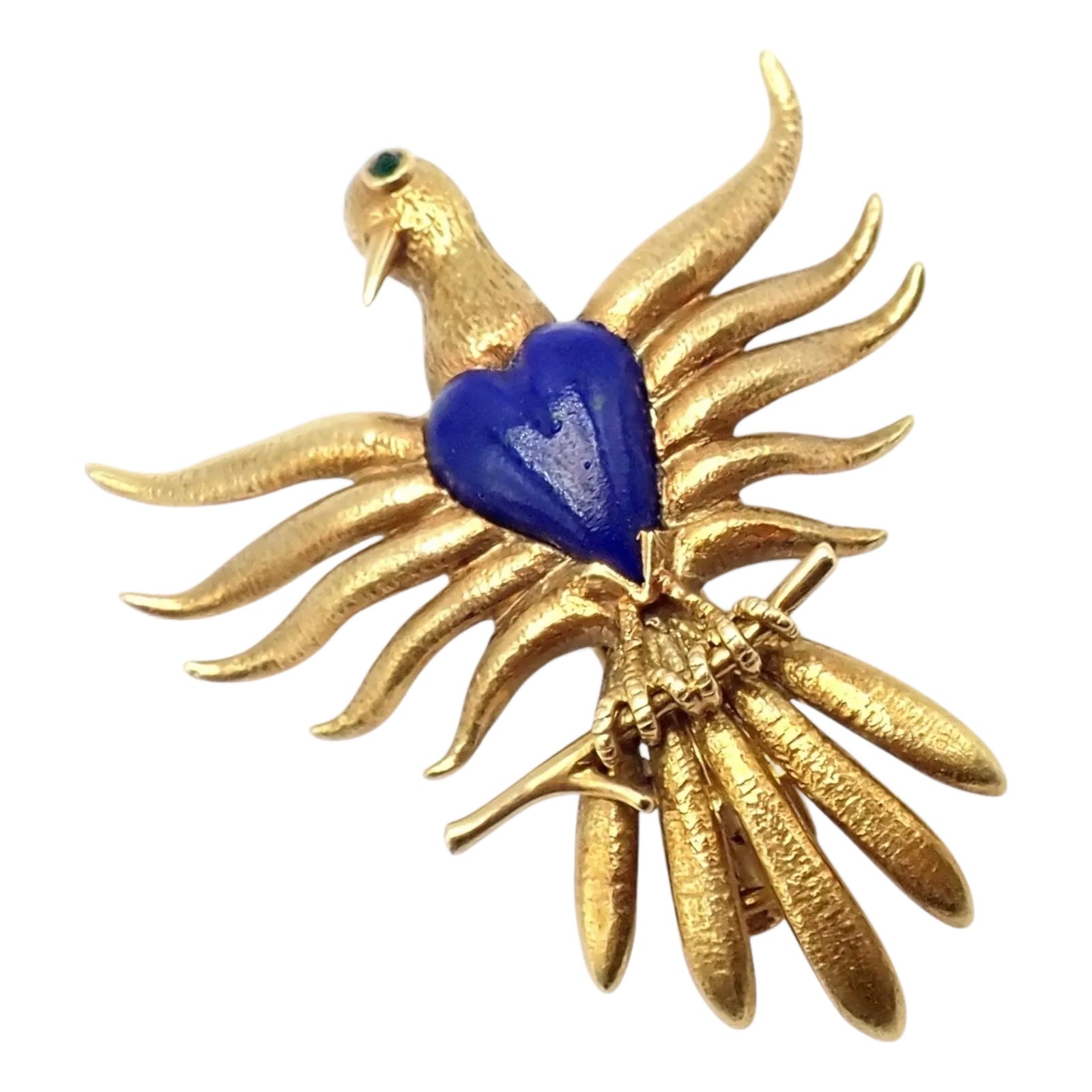 1960s Rare Tiffany & Co. Schlumberger Yellow Gold Lapis Phoenix Brooch ...