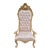 Contemporary Beige Gold Leaf Throne Chair | Chairish