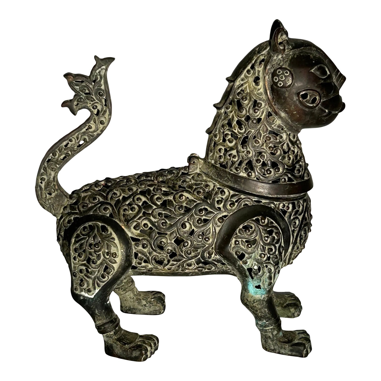 1920s Asian Bronze Cat, Incense, Burner or Sensor. | Chairish