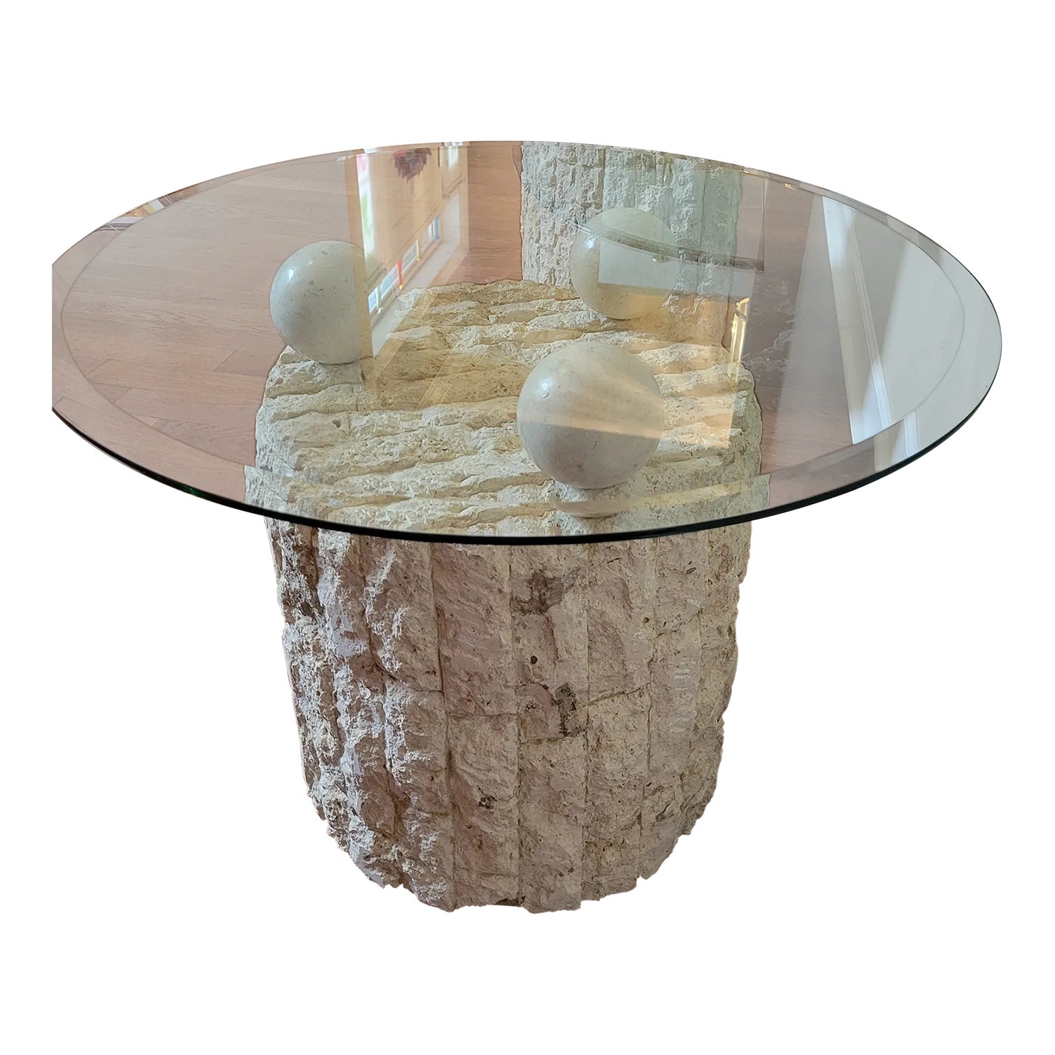 Set of Two - 1980s Post Modern Tessellated Mactan Stone and Glass ...