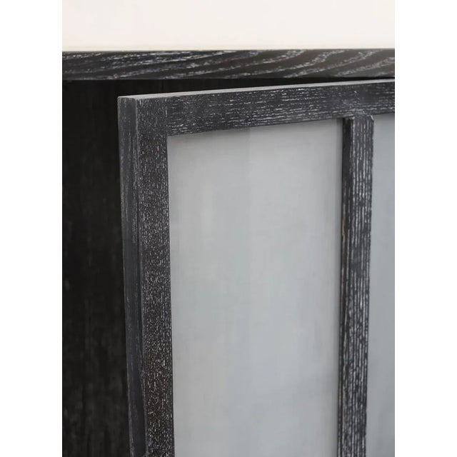 Pace Cerused Ash and Sandblasted Glass Cabinet | Chairish