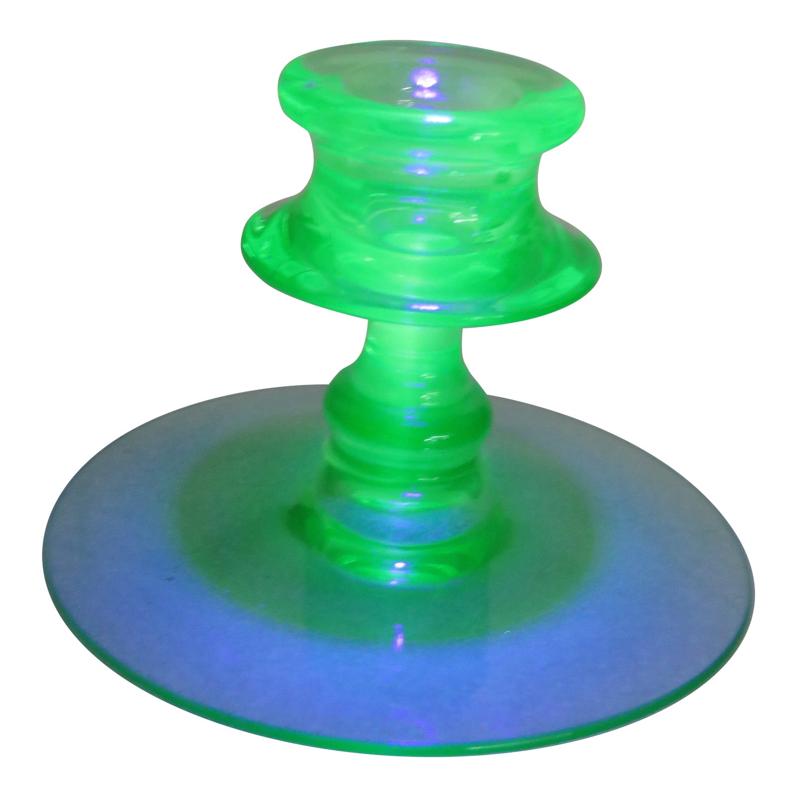 Green Uranium Vaseline Glass Candle Holder Stick | Chairish