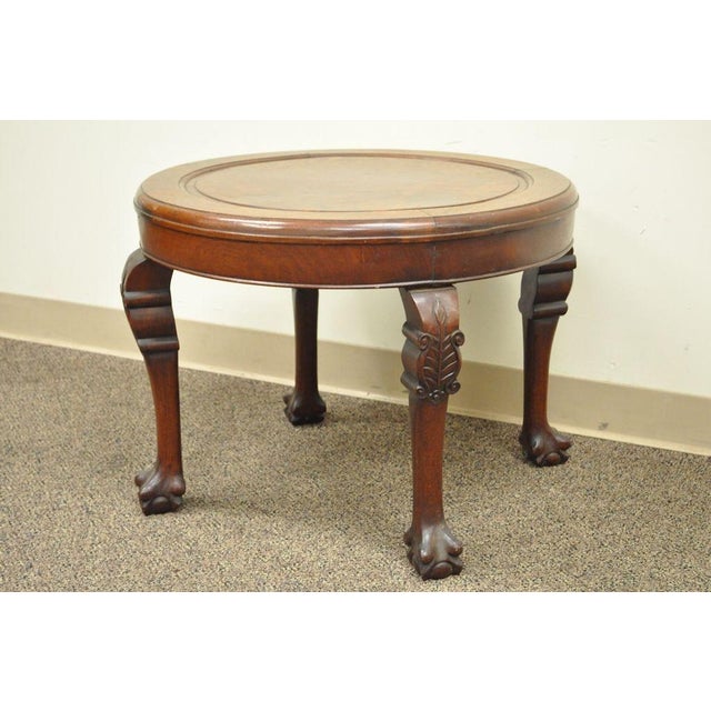 Antique Chinese Chippendale Mahogany Burl Wood Ball and Claw Round Side ...