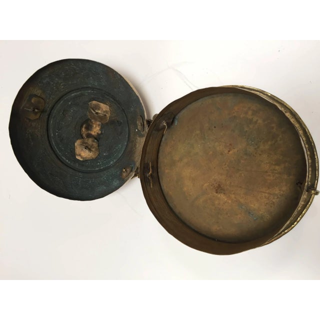 Decorative Large Round Anglo-Indian Brass Box Tea Caddy | Chairish