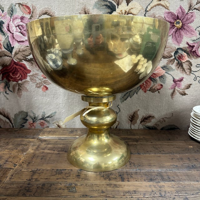1920s Extra Large Brass Chalice Footed Bowl | Chairish