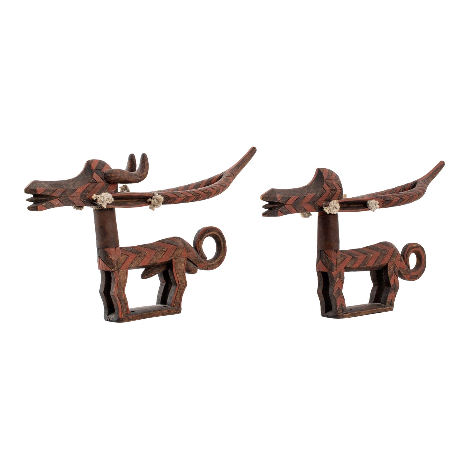 Bambara Chiwara Antelope Headdresses, Pair | Chairish