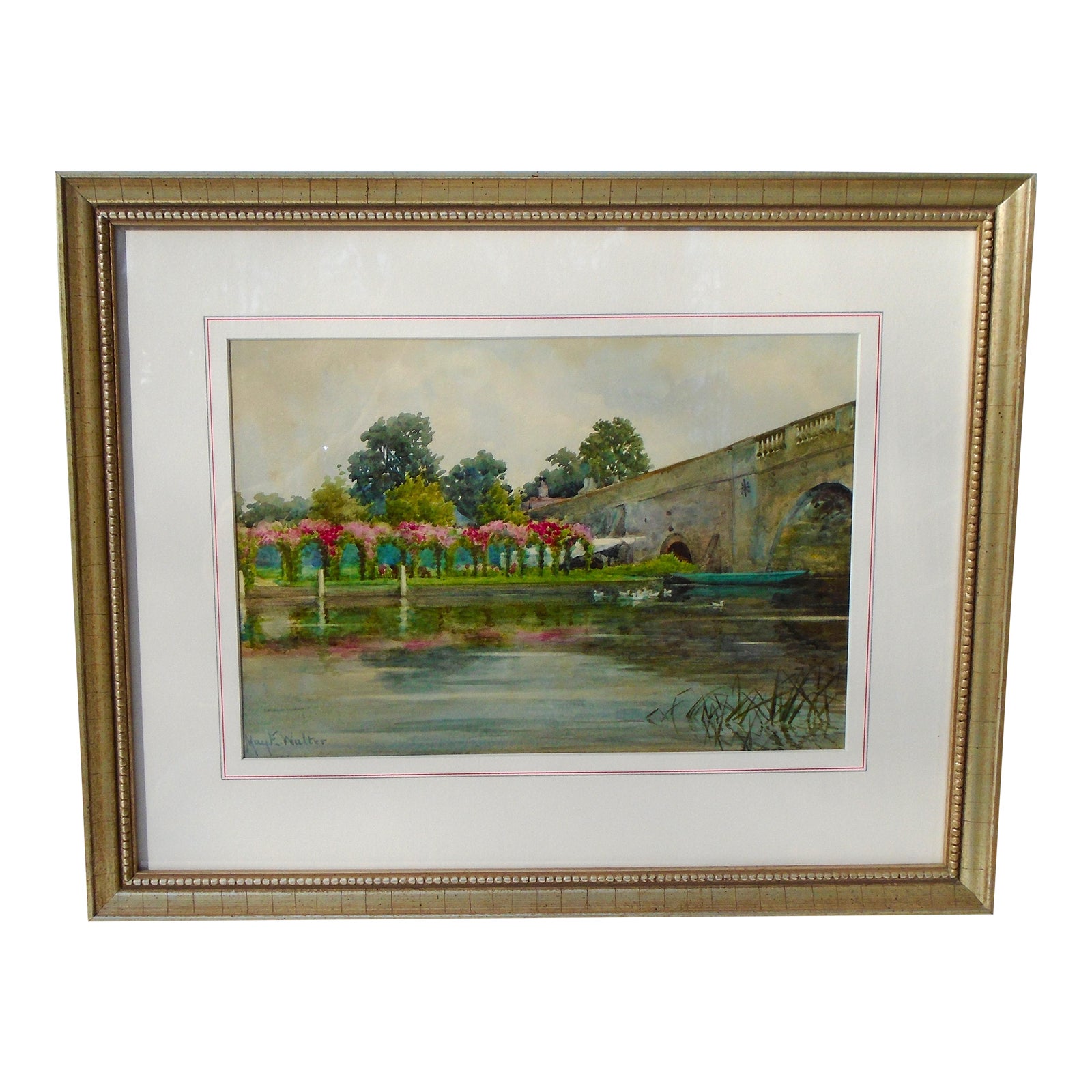 "Shillingford Bridge - 1935" Original Watercolor Painting | Chairish