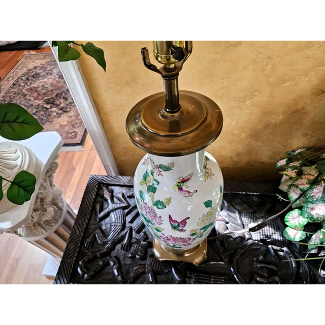 1990s Large Chinese Porcelain Floral Table Lamp | Chairish