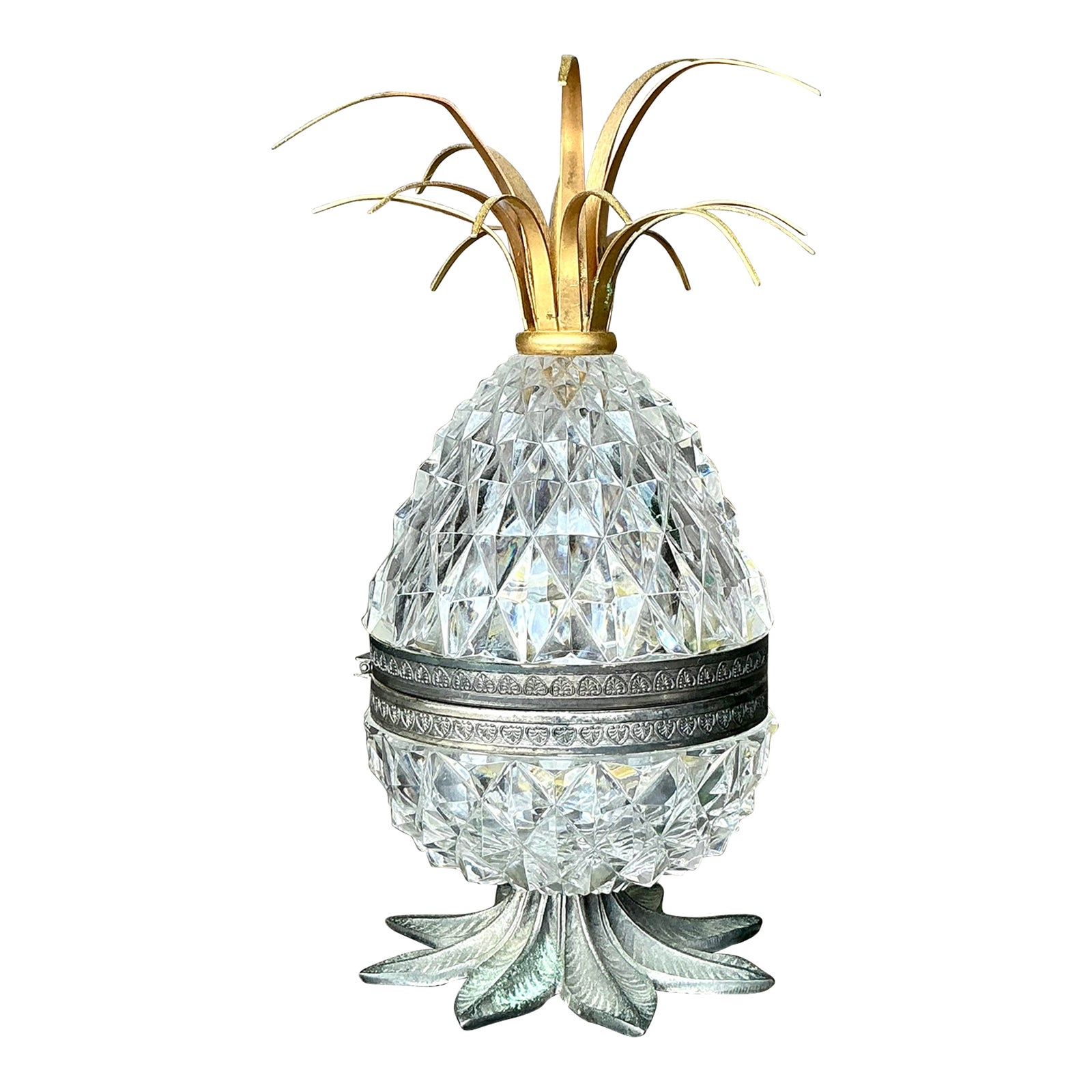 Vintage Cut Glass Pineapple Box | Chairish