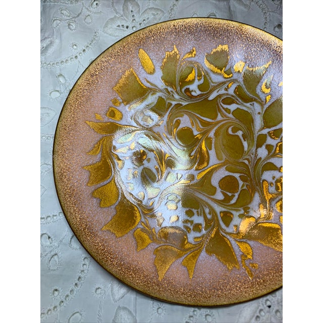 Vintage Mid Century Modern Abstract Enamel on Copper Dish, Signed ...