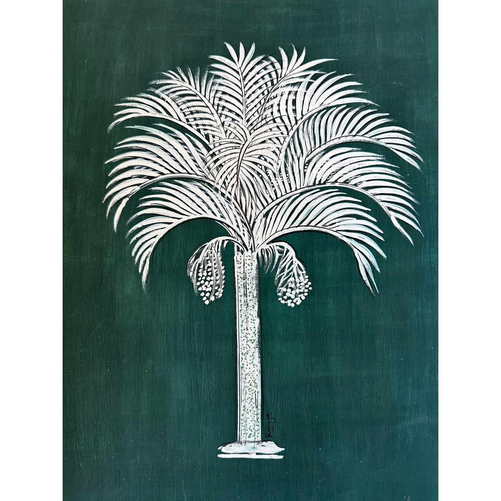 Original Palm Tree Hand-Painted Painting on Heavy Handmade Paper | Chairish