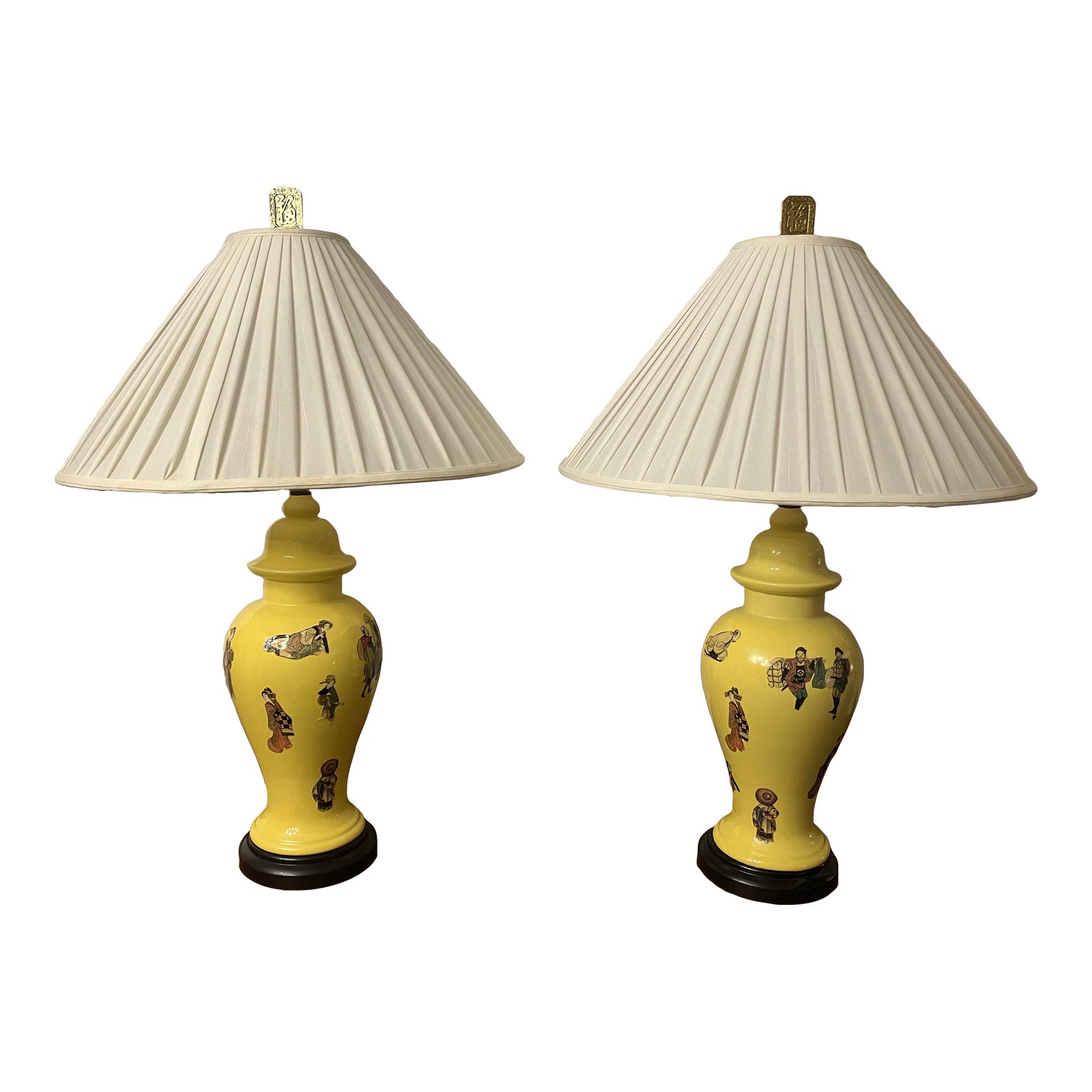 1950s Pair of Chinoisere Style Lamps | Chairish