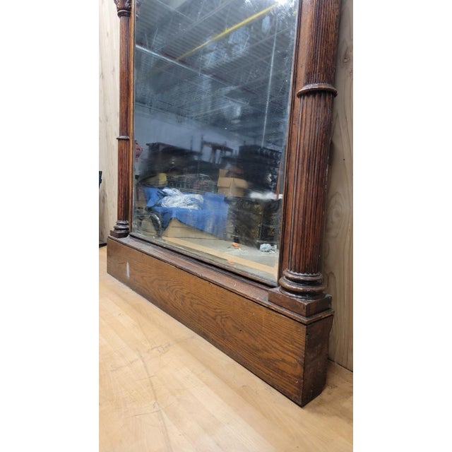 Antique 19th Century Oversized Carved Oak Dual Column Beveled Wall ...