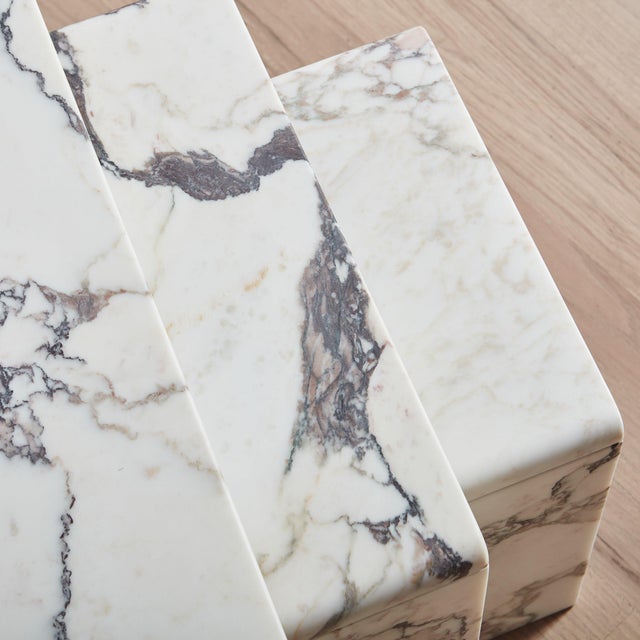 Trio of Calacatta Marble Nesting Tables, Italy 1970s - Set of 3 | Chairish