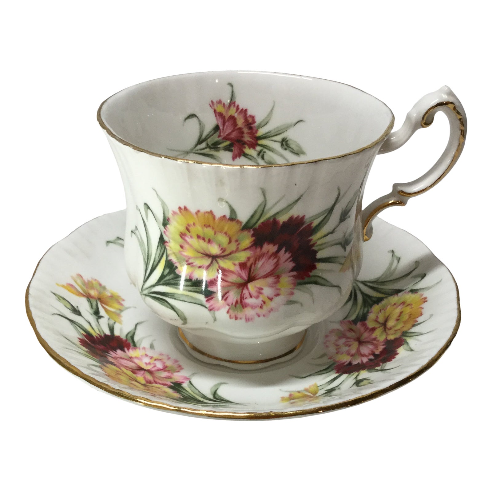 Vintage Paragon Carnations Tea Cup and Saucer. | Chairish