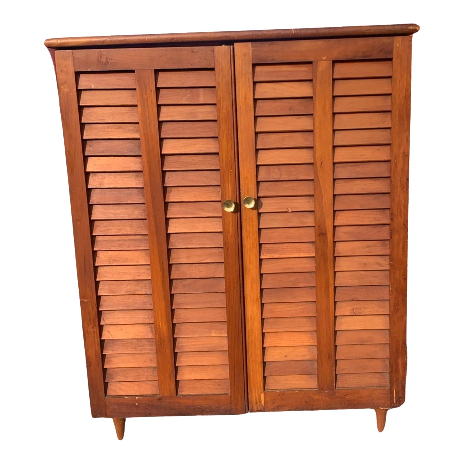Mid 20th Century Mid Century Modern Two Shelf Cabinet With Louvered ...