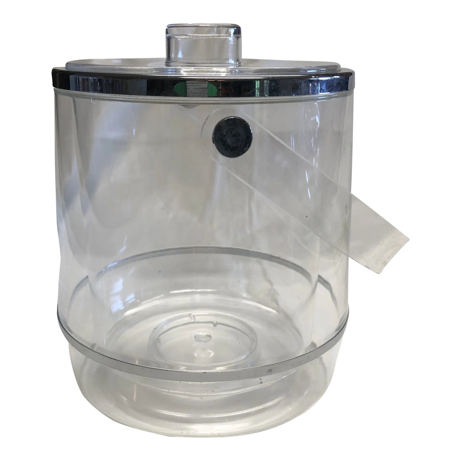 Vintage Clear Acrylic Ice Bucket With Silver Trim and Lid | Chairish