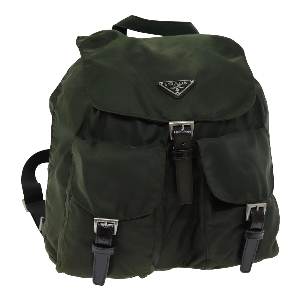 Prada Backpack Nylon Khaki Auth 75695 | Chairish