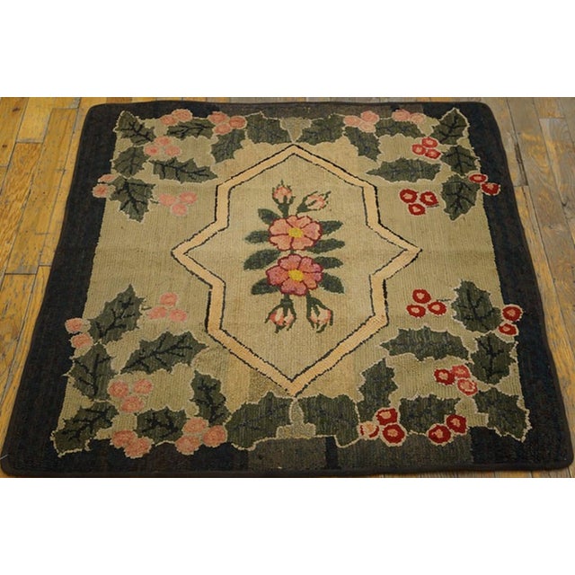 Early 20th Century American Hooked Rug ( 3' 1" X 3' 3" - 94 X 99 CM ...
