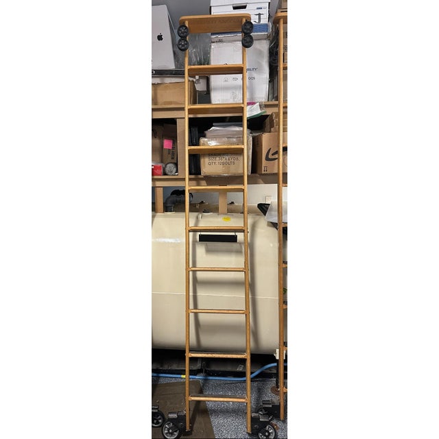 Late 20th Century Cotterman Co. Wood Rolling Library Step Ladder | Chairish