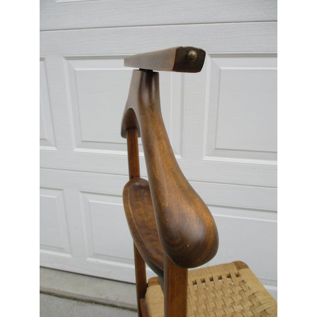Mid-Century Modern Italian Wood and Caned Seat Valet or Butler Chair ...