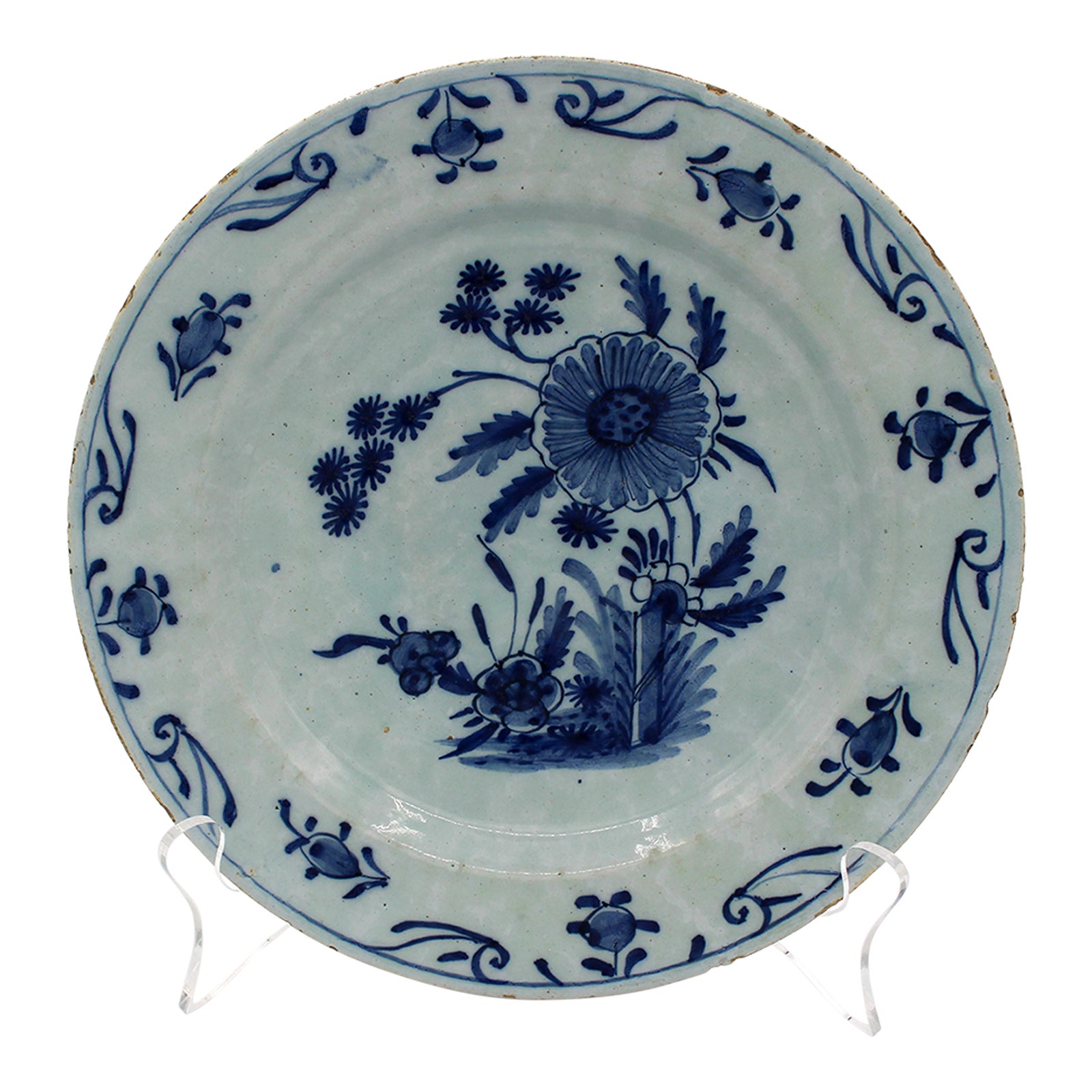 Late 18th Century Delft Blue & White Plate | Chairish