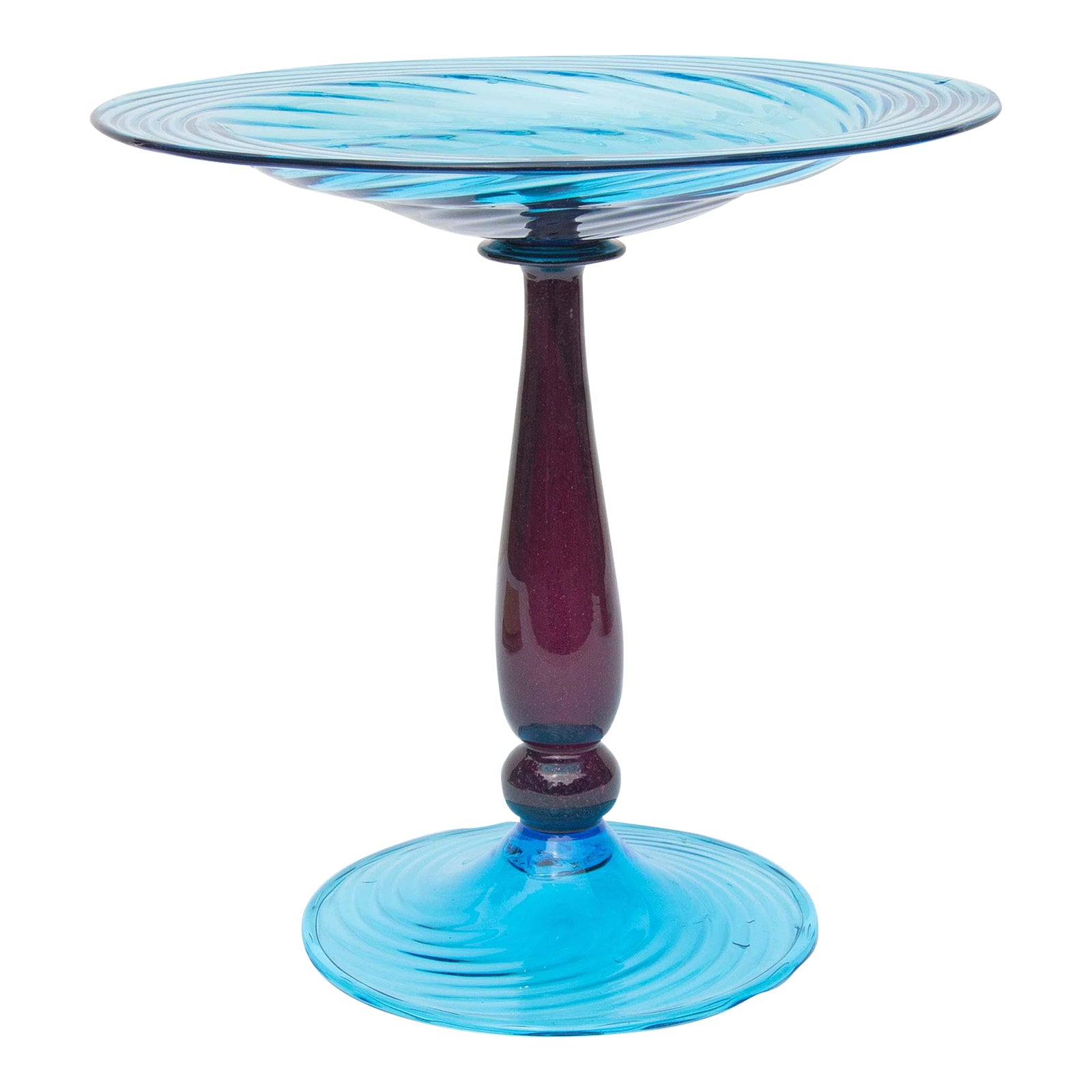 Steuben Glass Compote Celeste Blue and Amethyst With Mica Flecks Circa ...