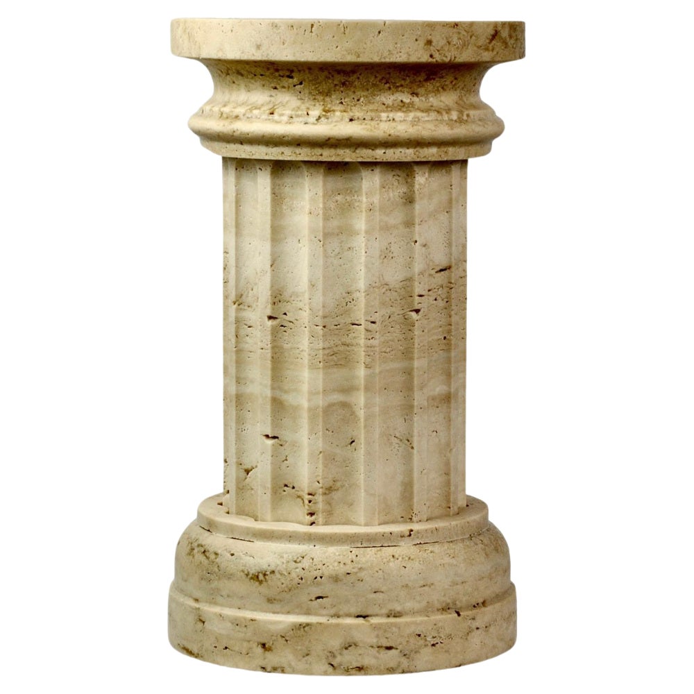 Handmade Column Vase in Satin Travertino Marble by Fiammetta V. | Chairish
