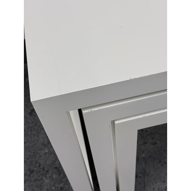 White Lacquer Open Frame Nesting Tables, Set of Three | Chairish