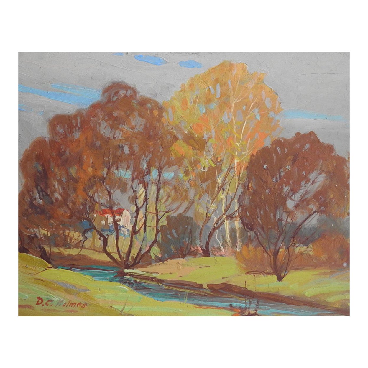 Mid 20th Century Dwight Clay Holmes Impressionist Fall Landscape ...
