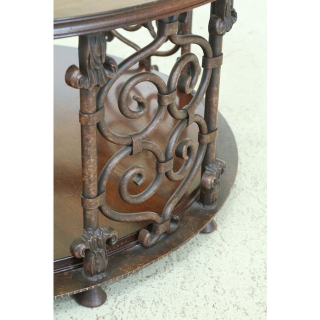 Sherrill Large Round Rustic Glass Top Coffee Table | Chairish