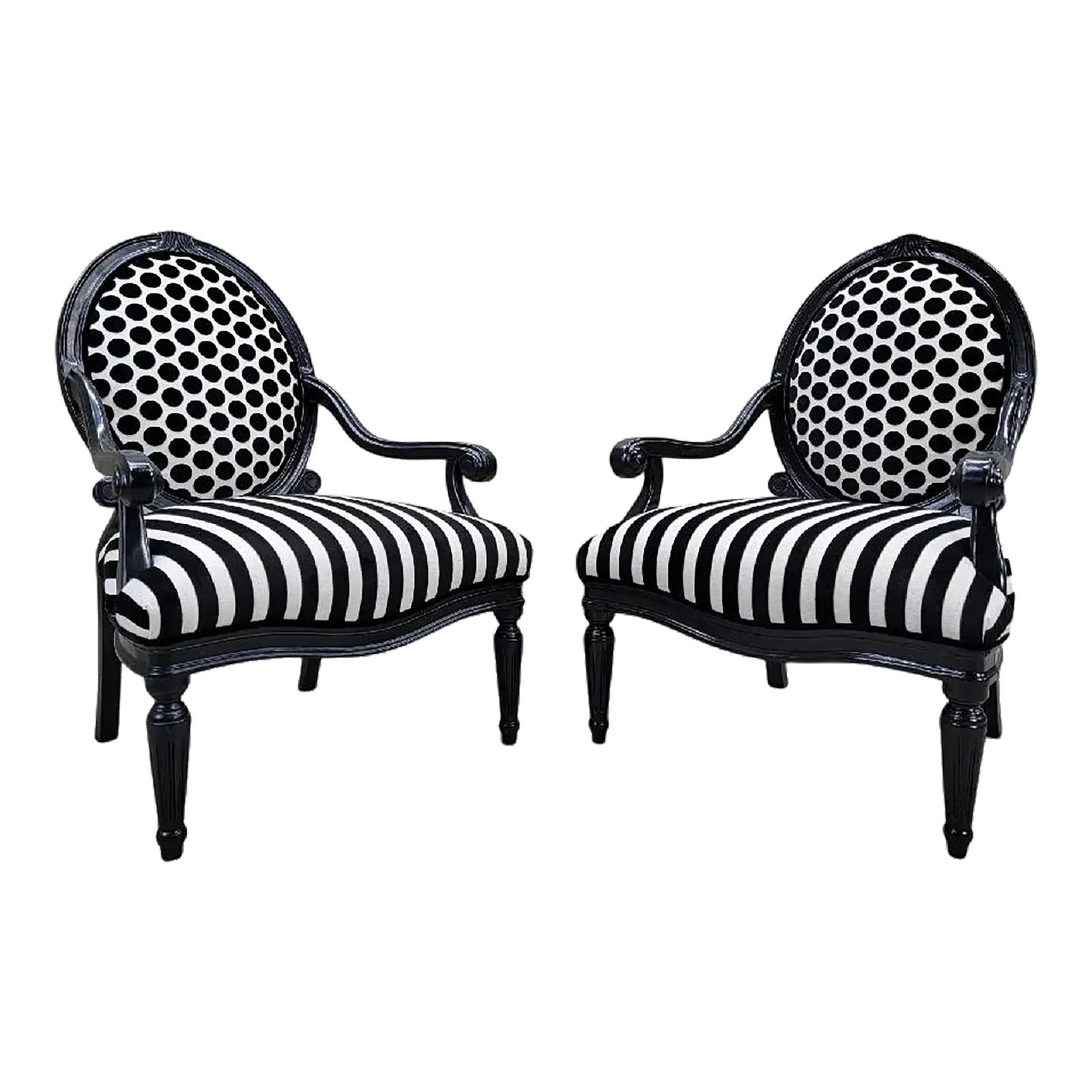 Vintage French Louis Style Chairs Newly Upholstered in Velvet - Pair ...