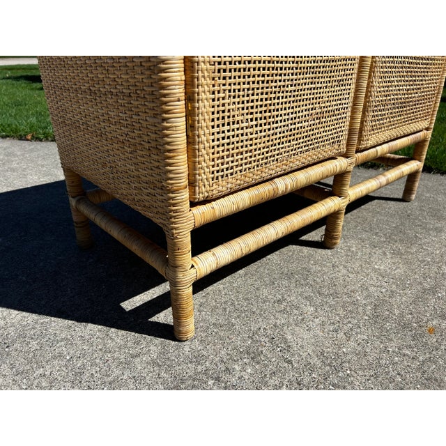 Coastal Natural Rattan Sideboard Attributed to Jamie Young | Chairish