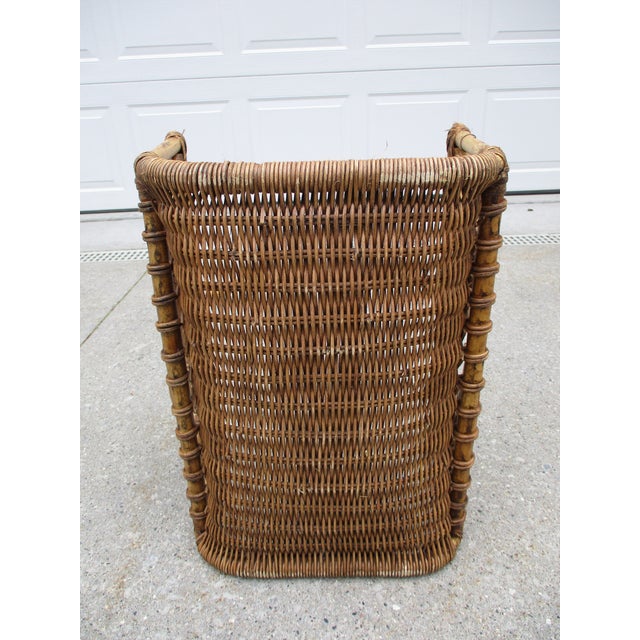 Vintage Bamboo Wicker Magazine Rack | Chairish