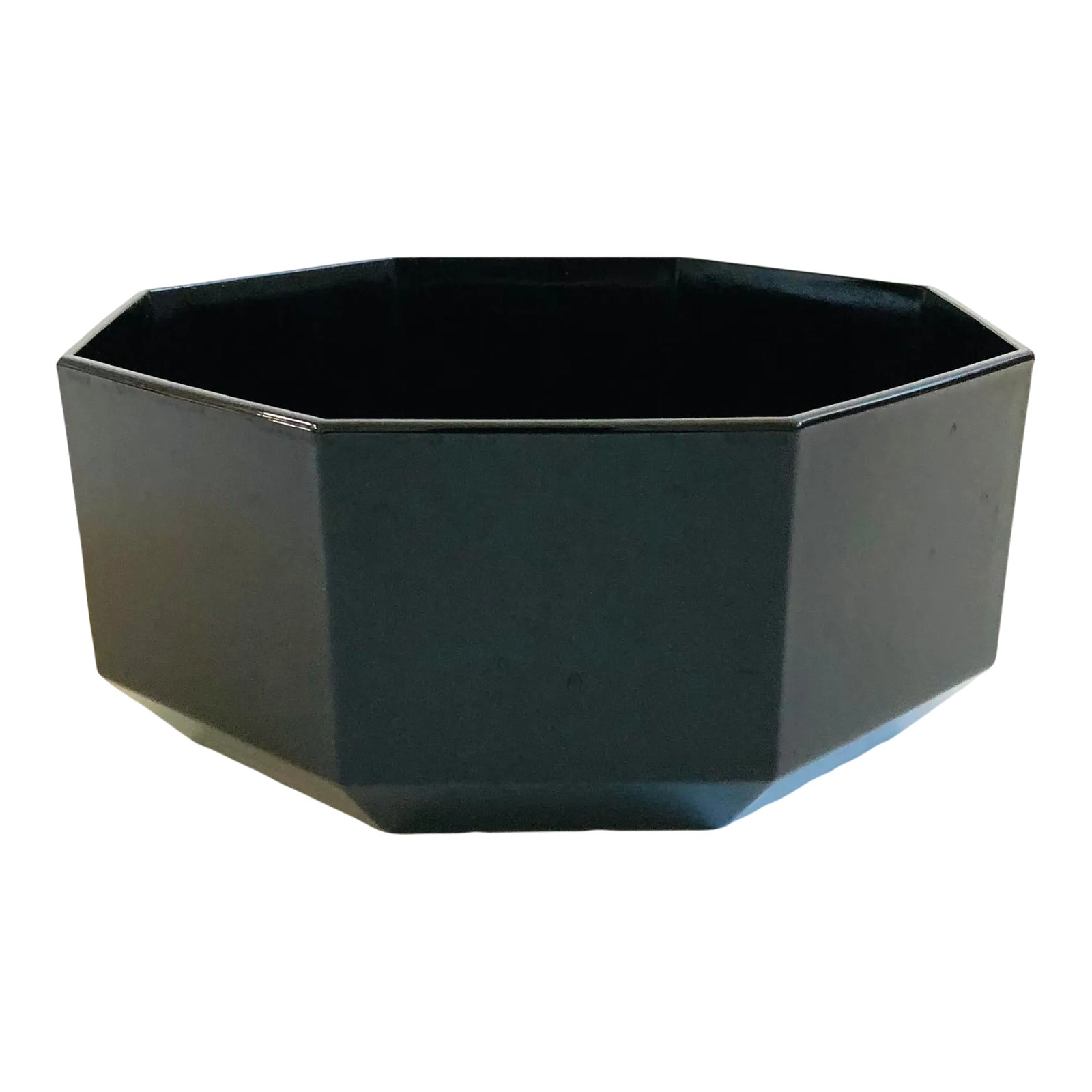 Large Black Octagon Salad Bowl by Arcoroc France | Chairish
