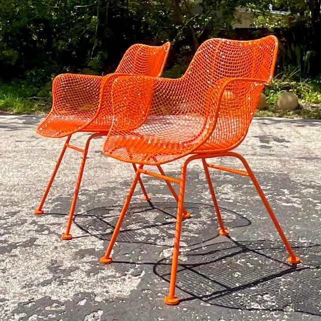 Vintage Mid Century Modern Sculptura Wrought Iron Chairs After Russell Woodard a Pair Chairish