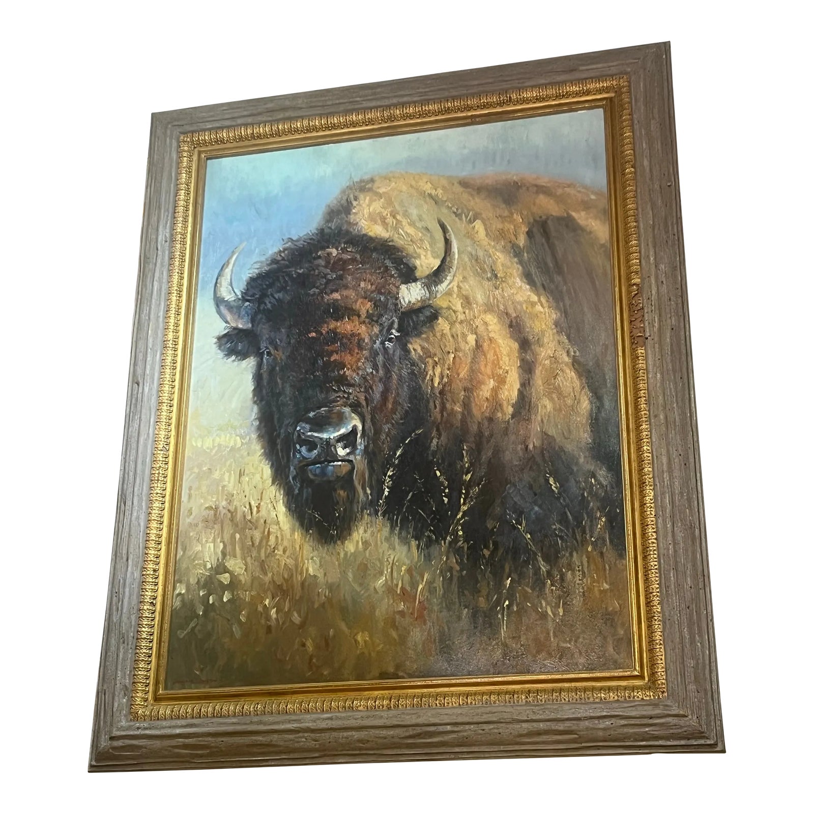 Original Jennifer Johnson Bison Painting, Framed | Chairish