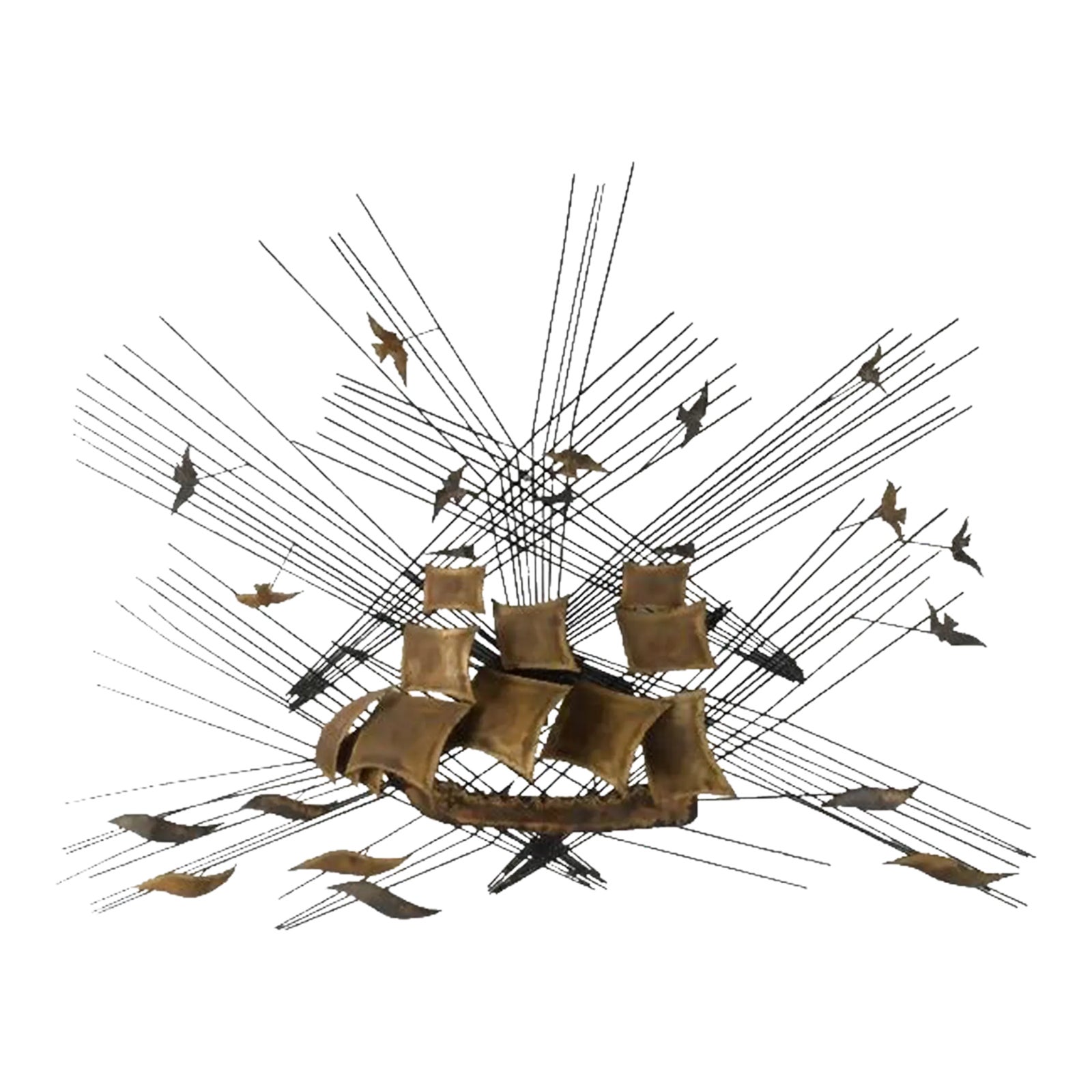 Mid-Century Modern C. Jere Style Ship Wall Sculpture | Chairish