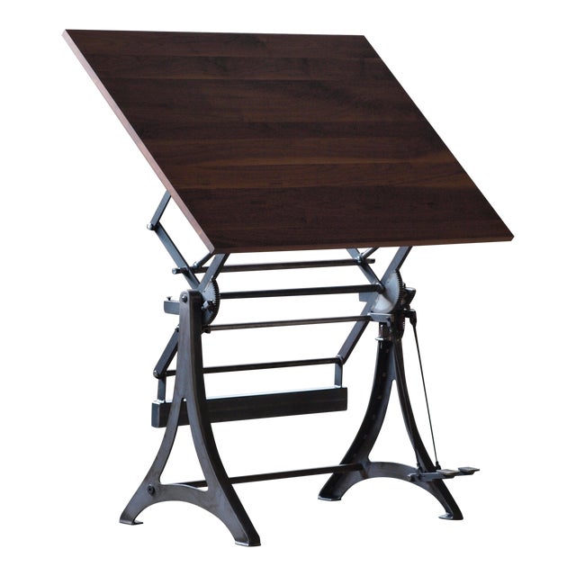 Walnut Drafting Table Lift and Tilt Desk | Chairish