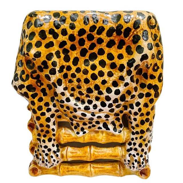 1960s Italian Glazed Terracotta Leopard Print Ottoman Stool | Chairish