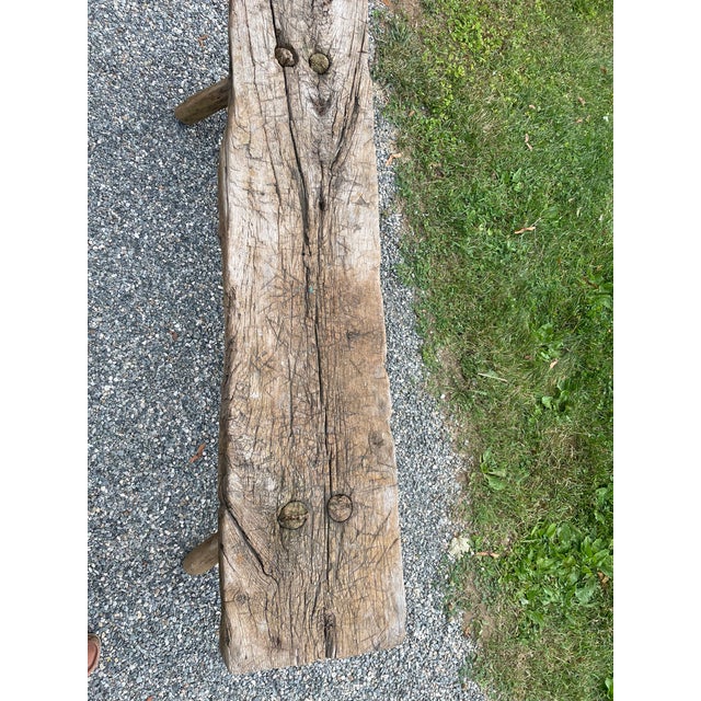 Primitive 3.5" Solid Wood Rustic Bench Table | Chairish